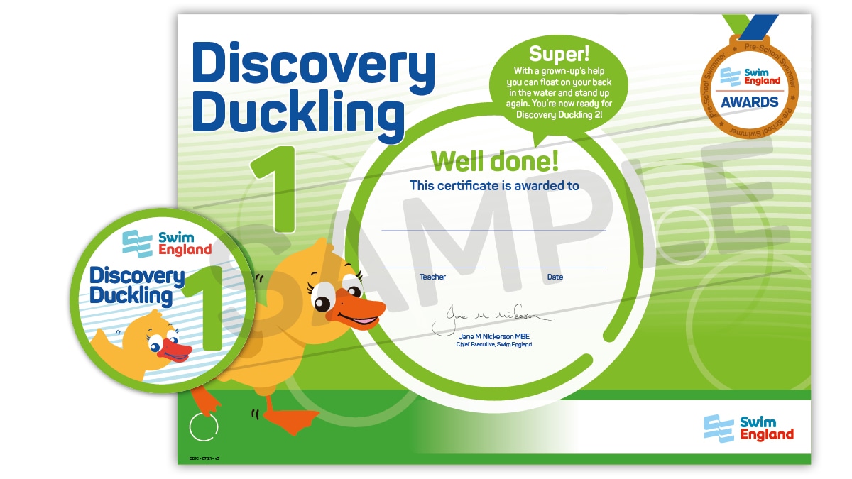 Discovery Ducklings - 0-2 years Swim Criteria